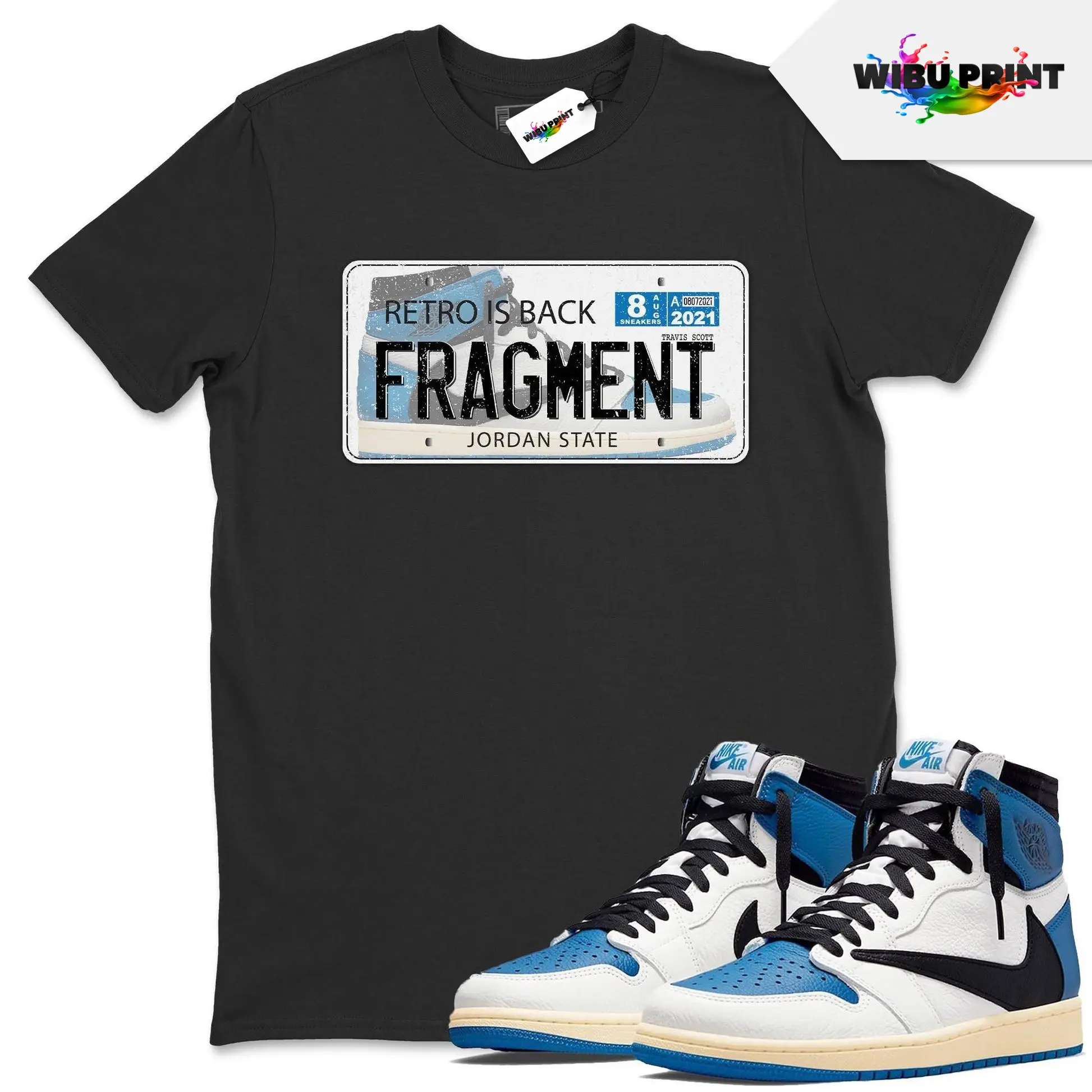 Gildan Jordan Plate Air Jordan Travis Scott Fragment Sneaker Matching T ...