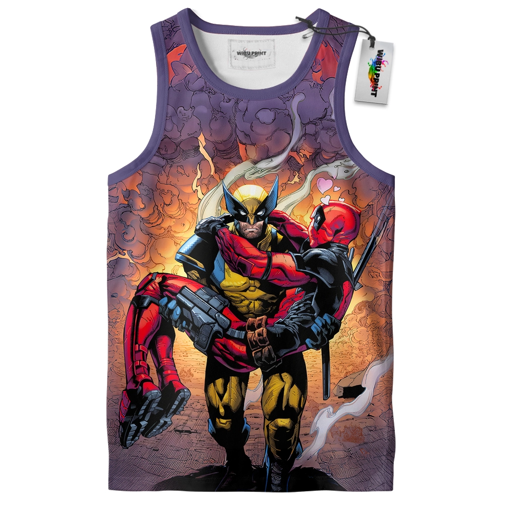 Deadpool Hugging Wolverine Tank Top, Deadpool Tank Top, Wolverine Tank Top