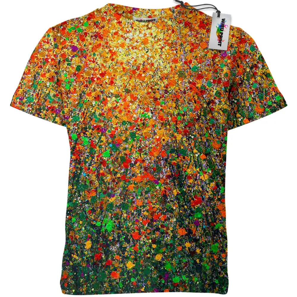 Green Floral Abstract Nature Shirt, Graphic Shirt